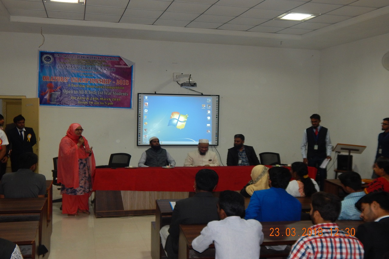 A two days Orator Club Championship - Lords Institute of Engineering ...