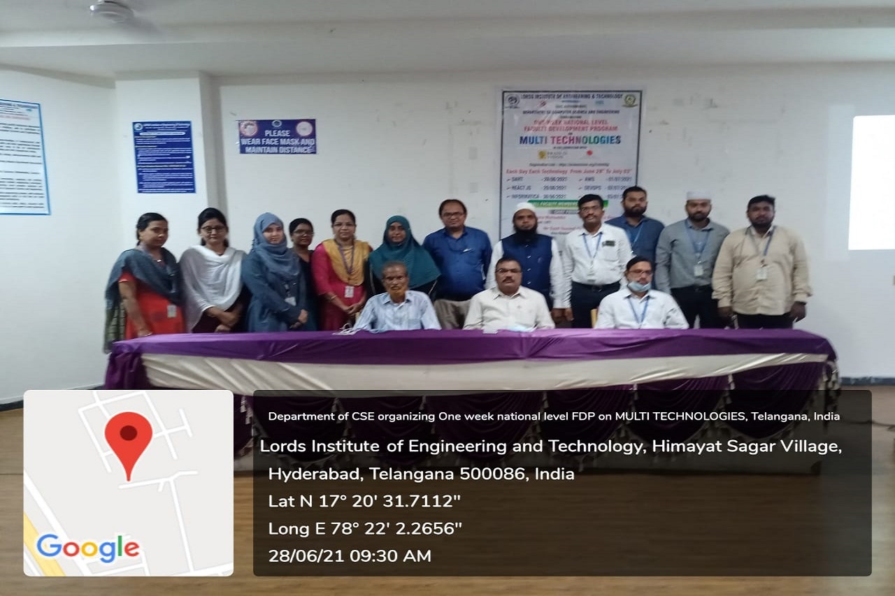 One Week National Level FDP - Lords Institute of Engineering and Technology