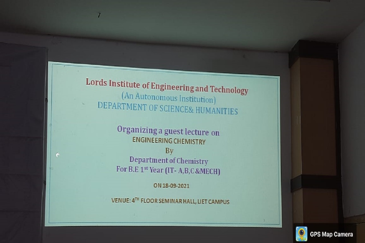 Guest Lecture On Chemistry Lords Institute Of Engineering And Technology