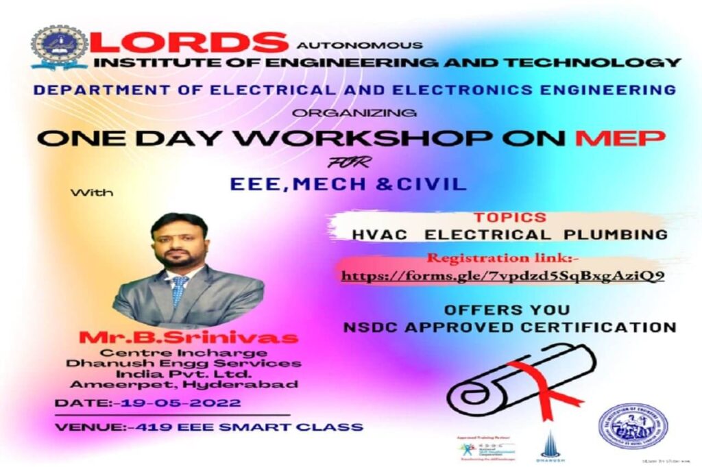 One day Workshop on MEP - Lords Institute of Engineering and Technology