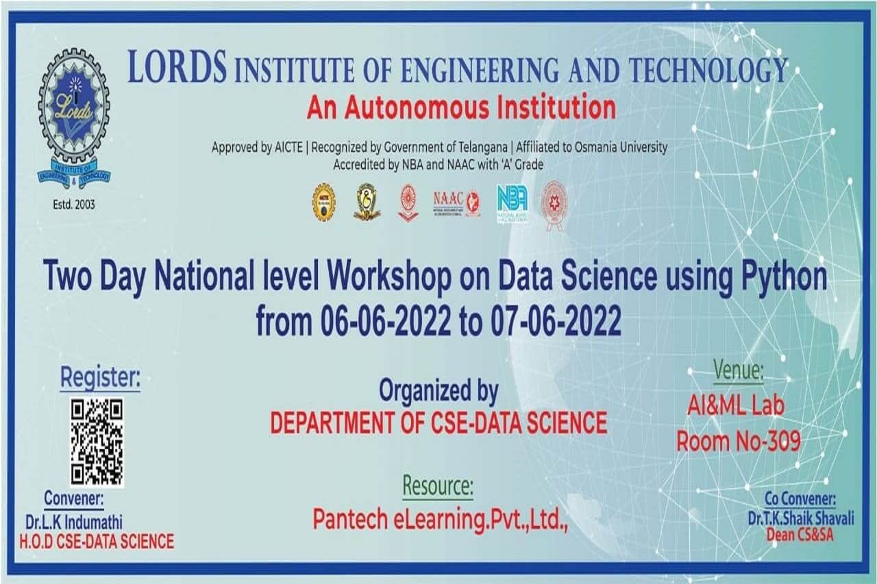 National Workshop on Data Science using Python - Lords Institute of ...