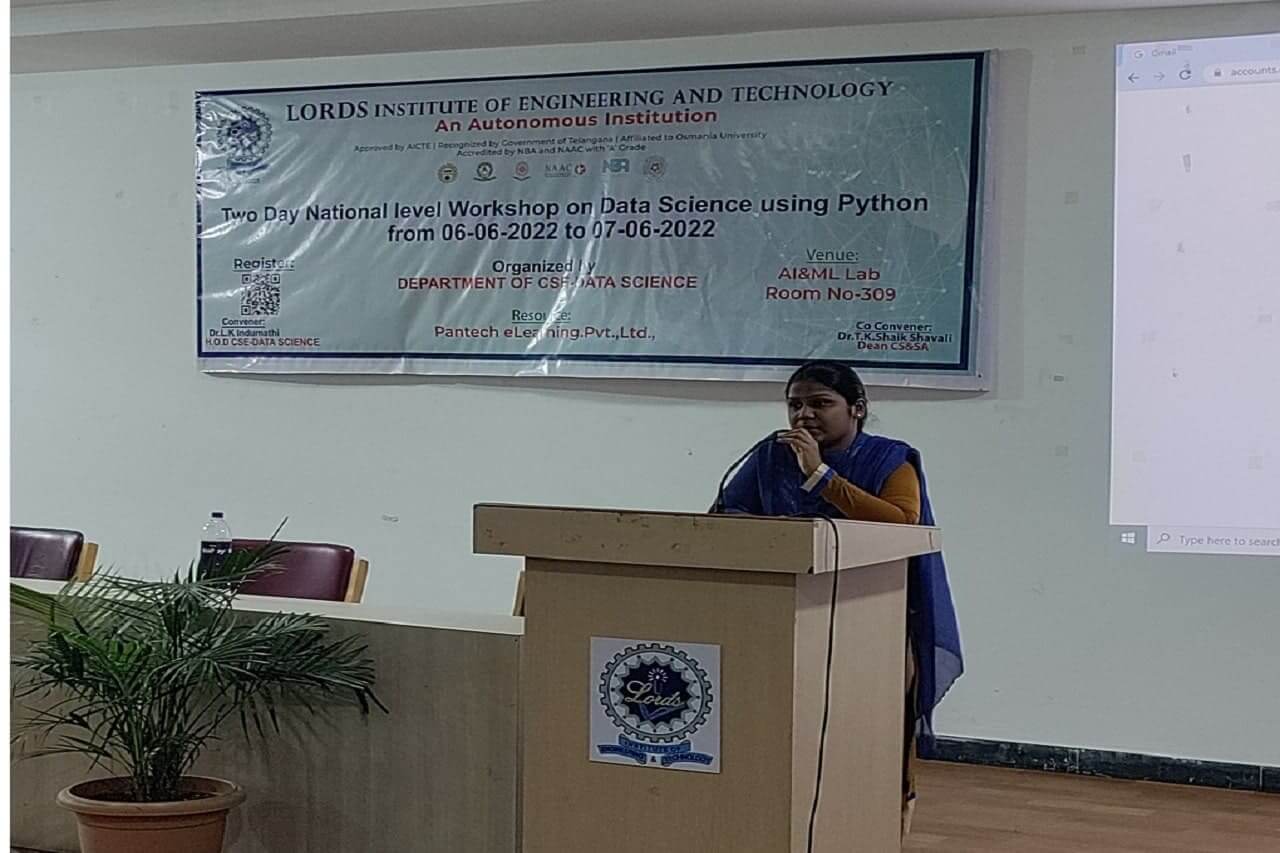 National Workshop On Data Science Using Python Lords Institute Of Engineering And Technology