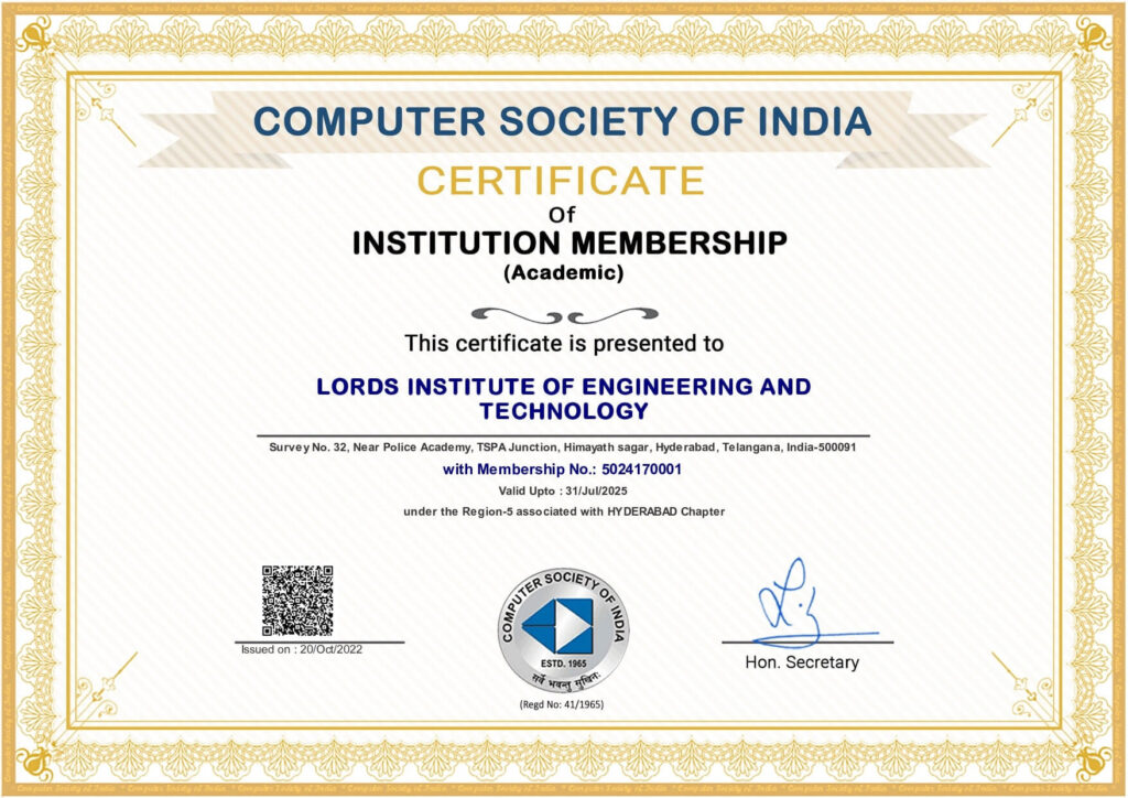 Professional Societies - Lords Institute of Engineering and Technology