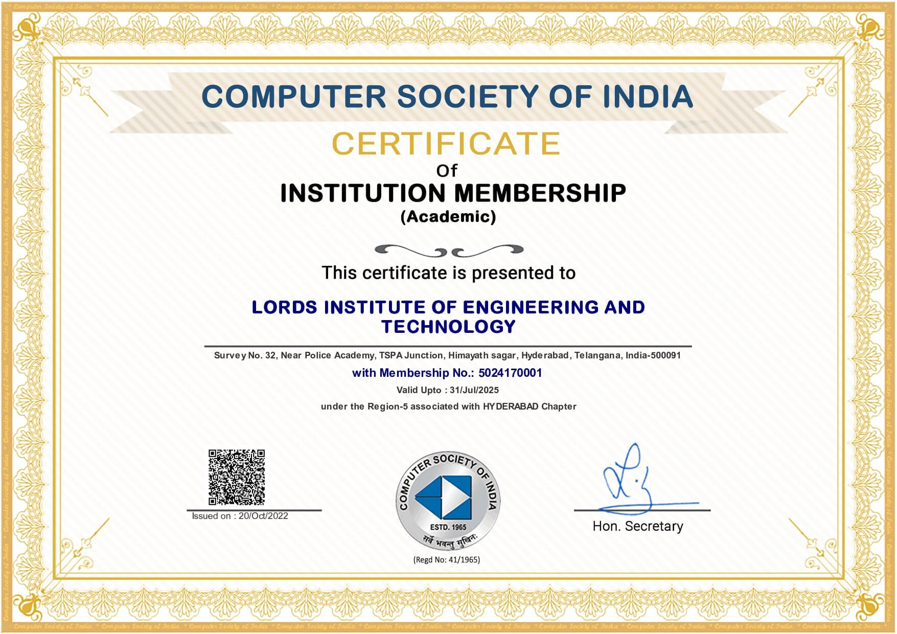 Professional Societies(CSE) - Lords Institute of Engineering and Technology