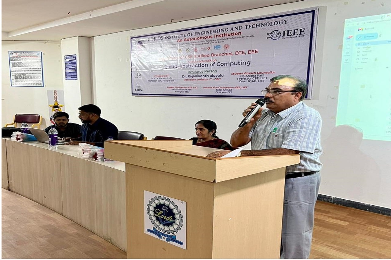 Technical Talk On Cloud Abstraction Of Computing Lords Institute Of Engineering And Technology