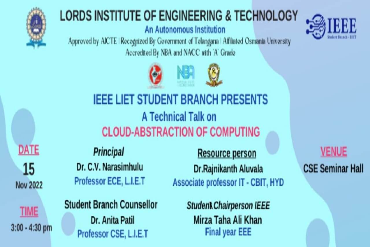 Technical Talk On Cloud Abstraction Of Computing Lords Institute Of