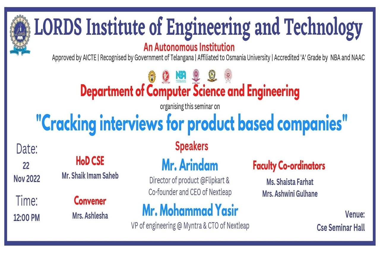 Seminar On Cracking Interviews For Product Based Companies Lords