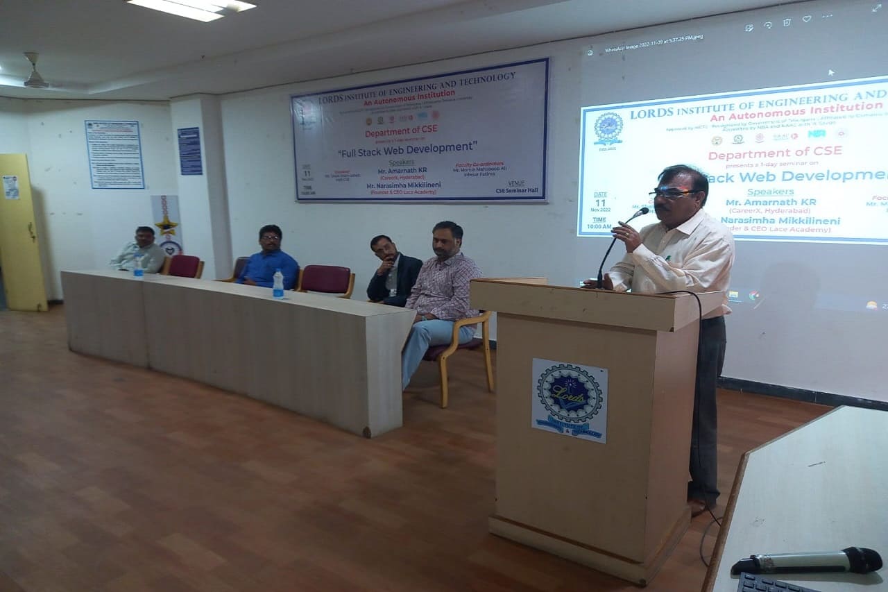 Seminar on Full Stack Web Development - Lords Institute of Engineering ...