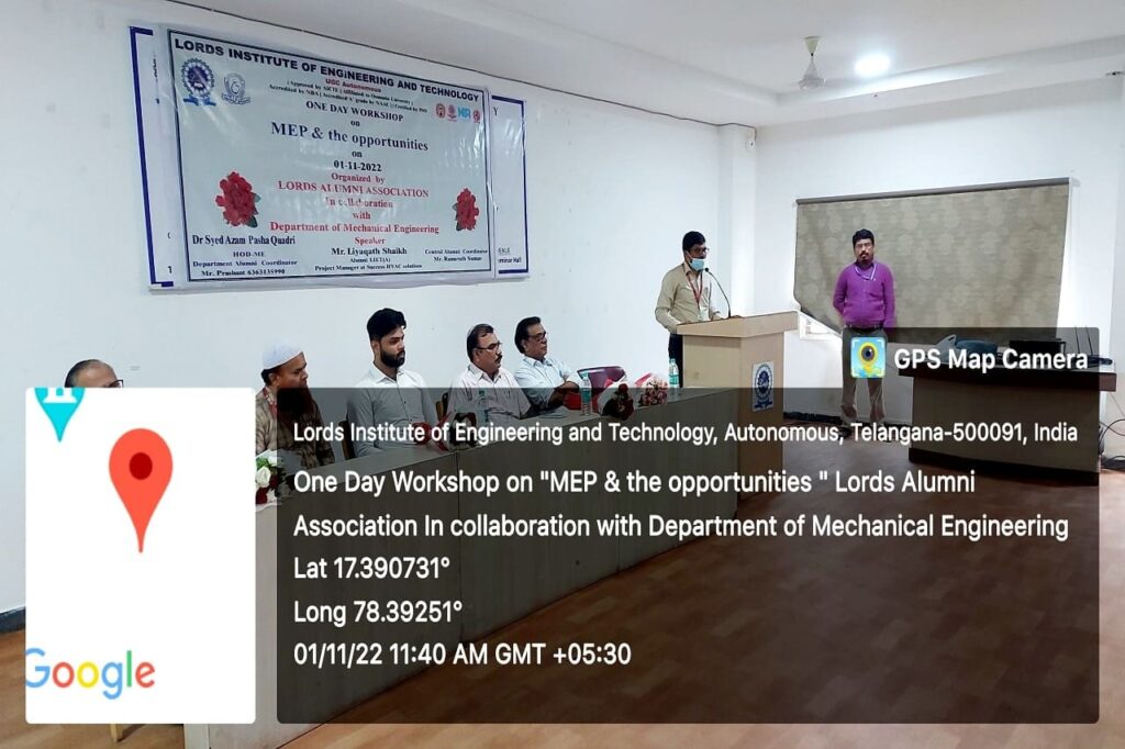 One Day Workshop on MEP & Opportunities - Lords Institute of Engineering and Technology