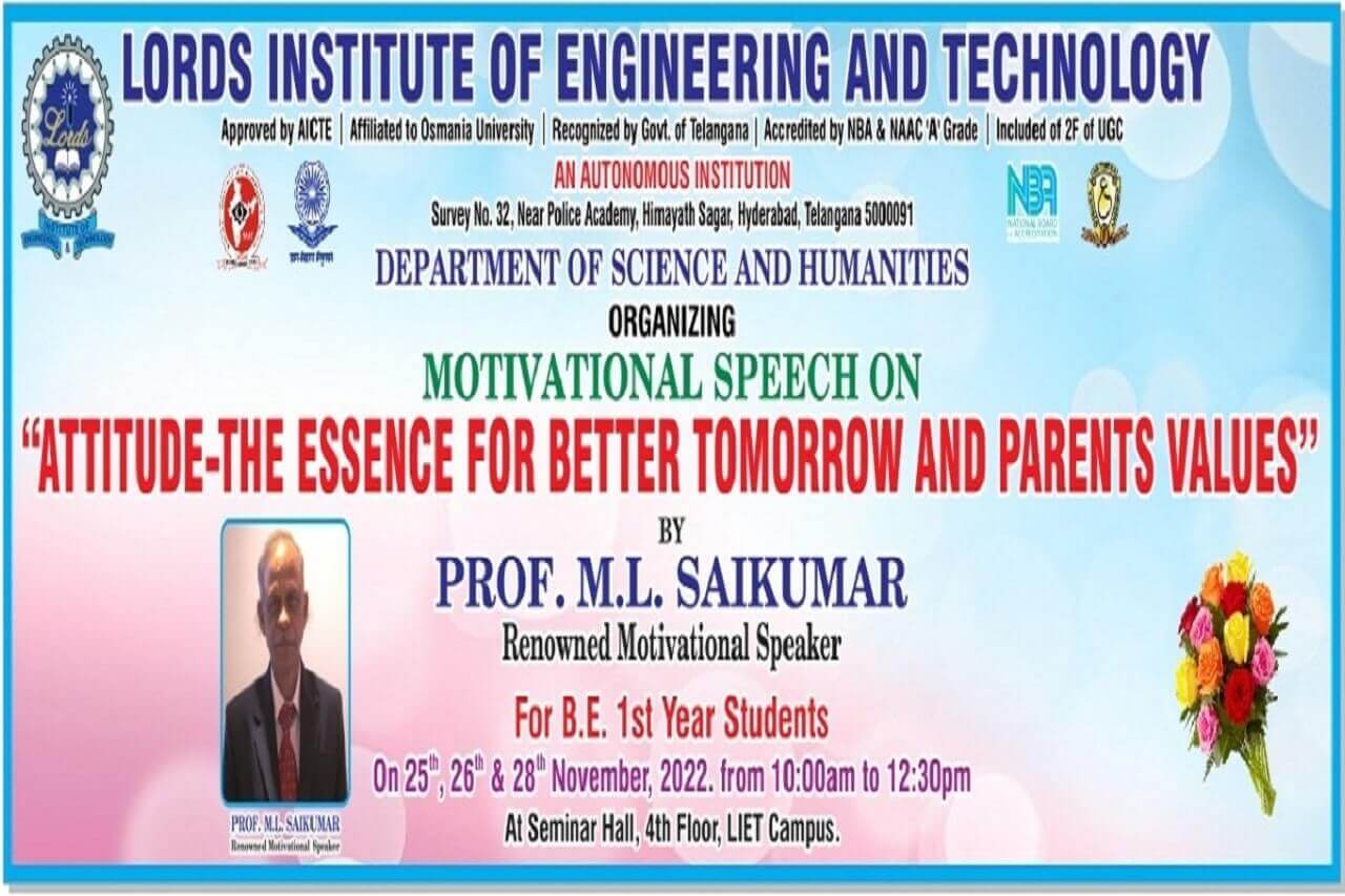 Motivational Lecture On Attitude Lords Institute Of Engineering And 5186