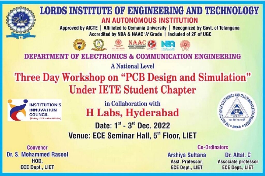 A National level 3 days workshop on ” PCB Design and Simulation ...
