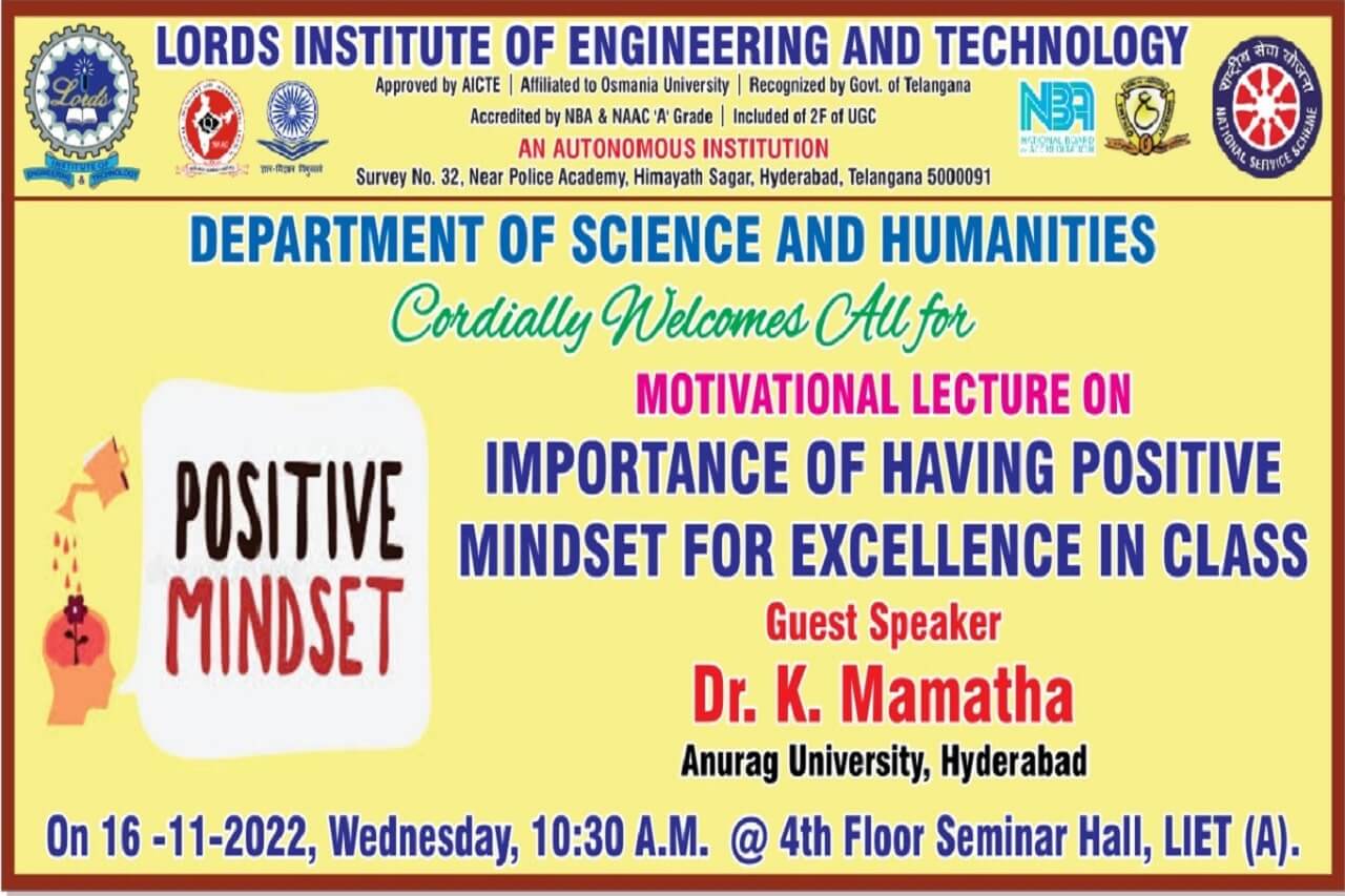 Positive Mindset for Excellence in Class - Lords Institute of ...