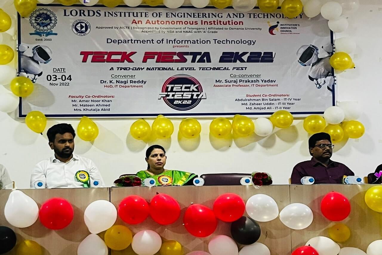 National level Technical Fest Teck Fiesta 2k22 - Lords Institute of ...