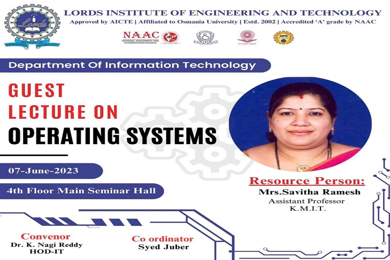 Guest Lecture On Operating Systems Lords Institute Of Engineering And