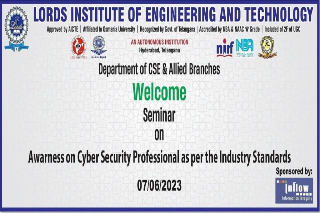 Seminar on Awareness on Cyber Security Professional - Lords Institute ...