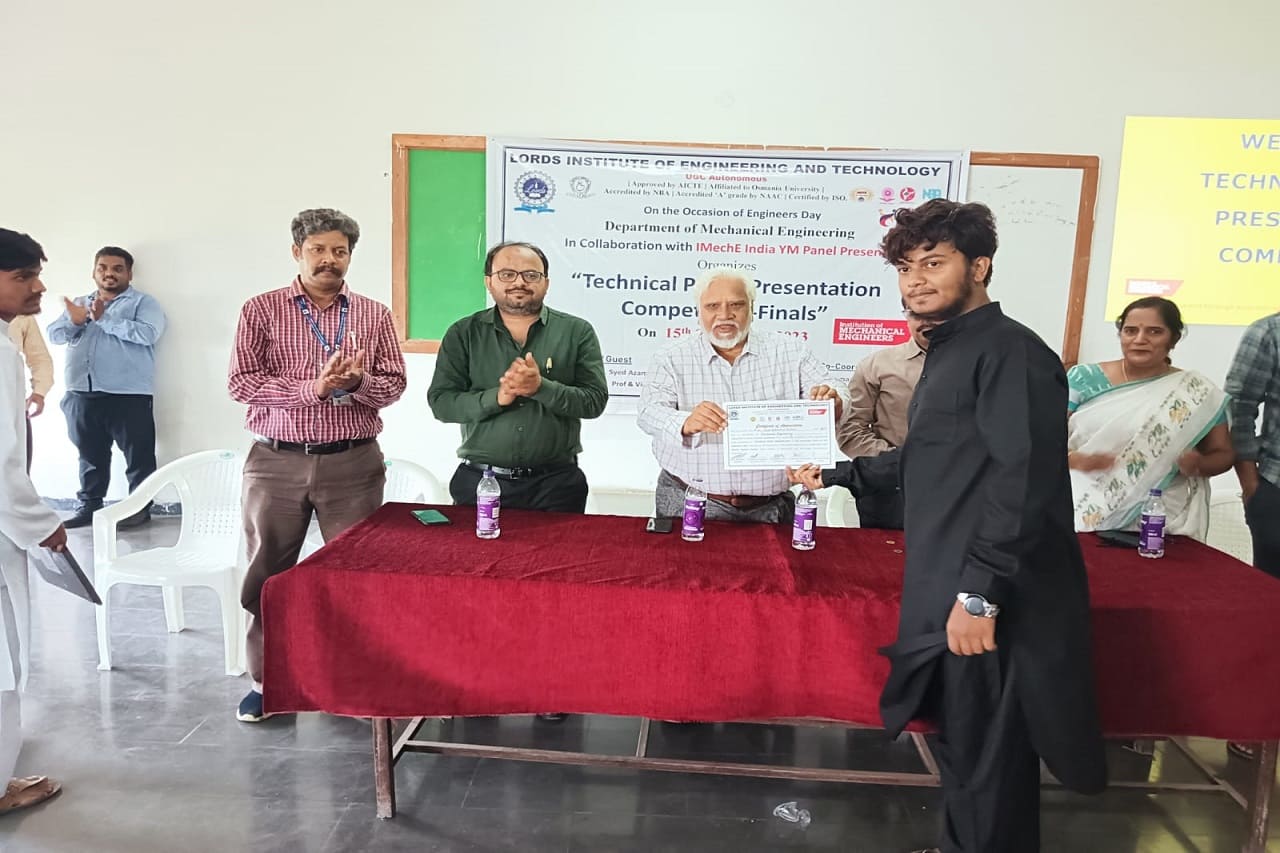 Technical Paper Presentation Competition - Lords Institute of ...