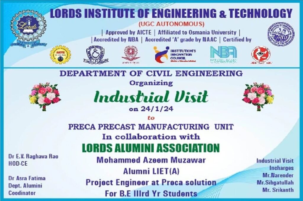 Industrial Visit to Preca Precast Manufacturing Unit - Lords Institute ...