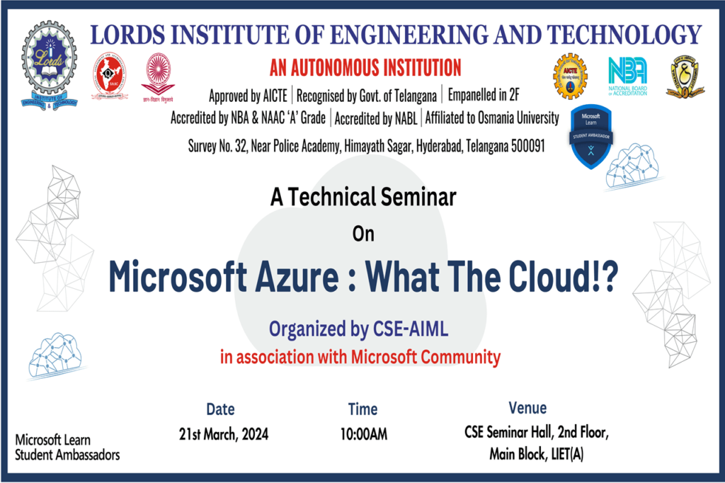 A technical seminar on Microsoft Azure – What The Cloud!? - Lords ...