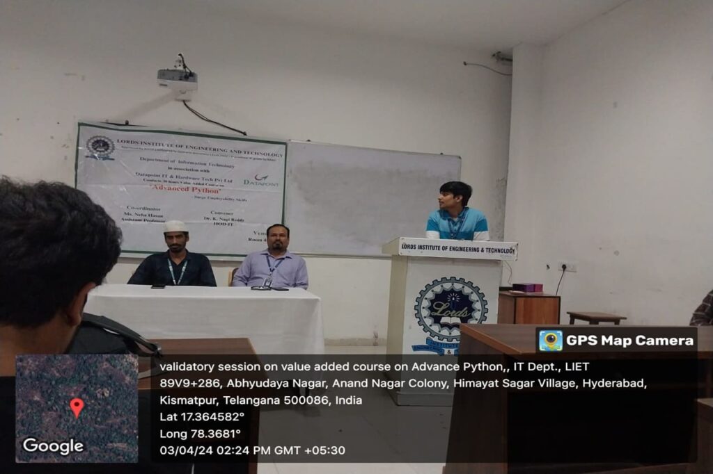 VAC on Advanced Python - Lords Institute of Engineering and Technology