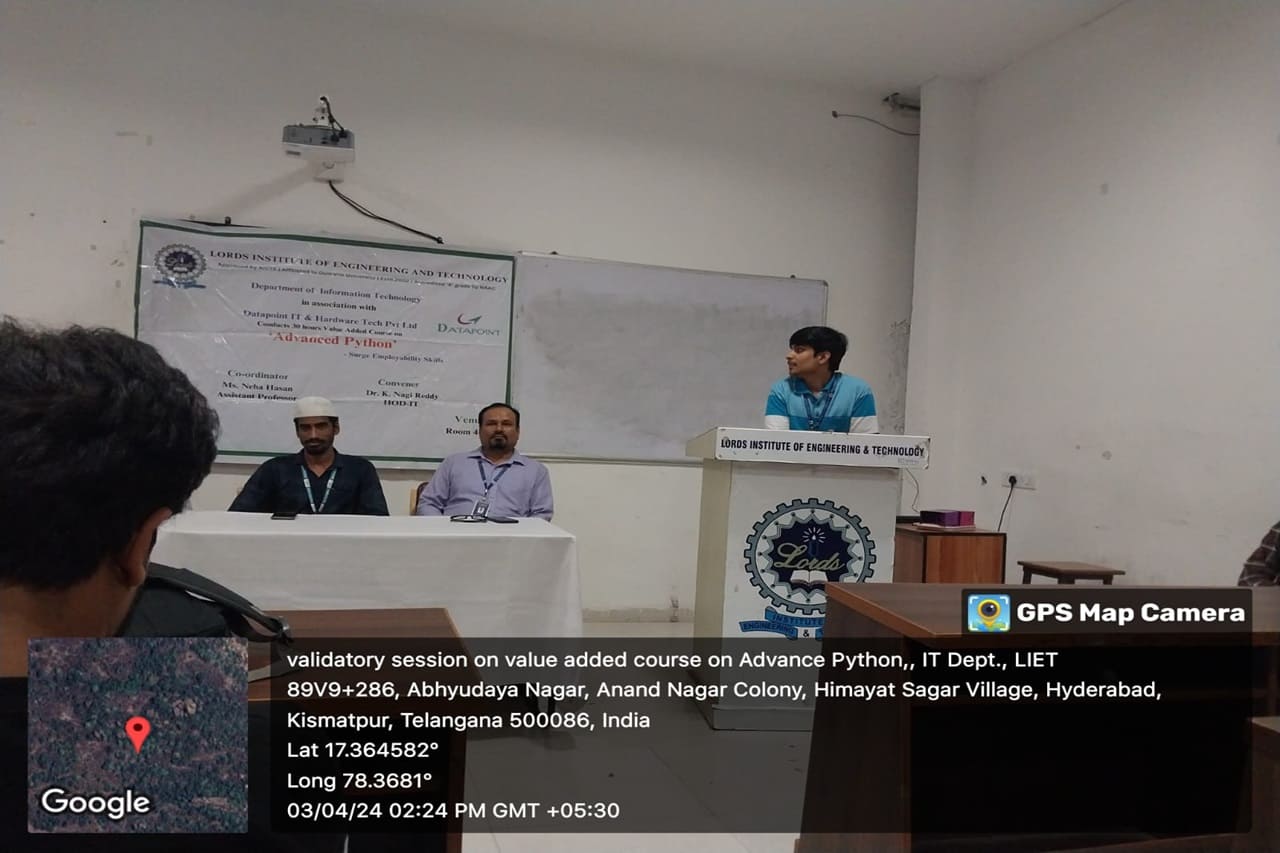 VAC on Advanced Python - Lords Institute of Engineering and Technology