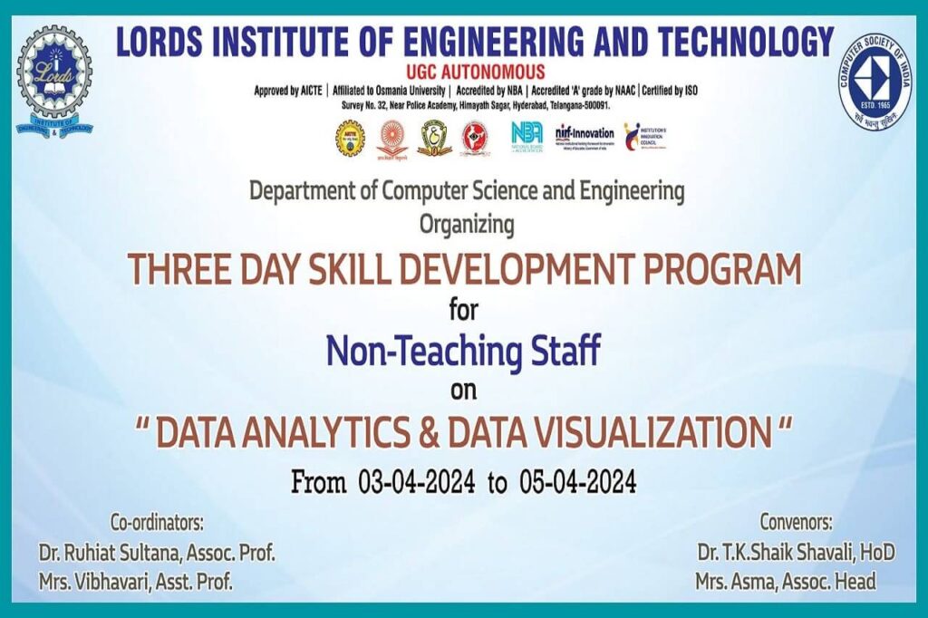 SDP on Data Analytics & Data Visualization - Lords Institute of Engineering and Technology
