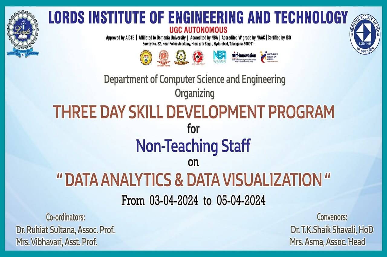 SDP on Data Analytics & Data Visualization - Lords Institute of Engineering and Technology