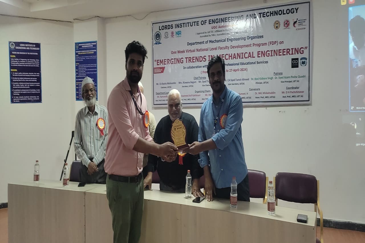 One week National Level FDP on “Emerging Trends in Mechanical ...