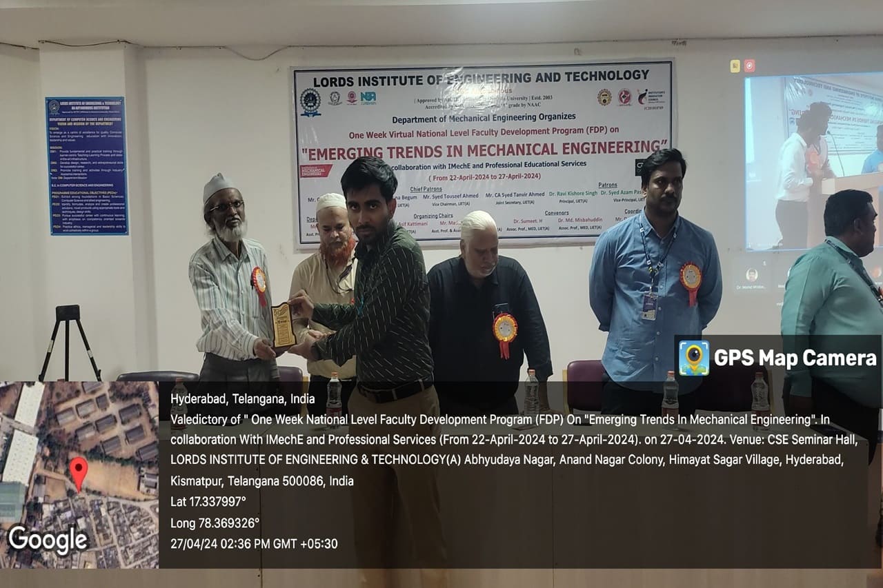 One week National Level FDP on “Emerging Trends in Mechanical ...