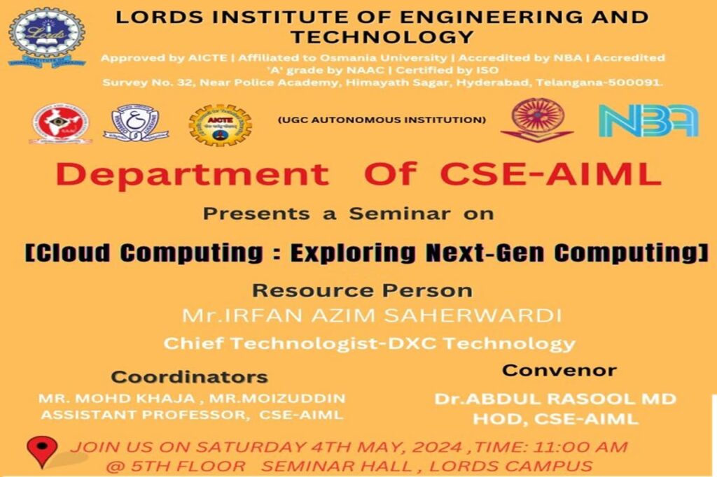 Seminar on Cloud Computing: Exploring Next-Gen Computing - Lords ...