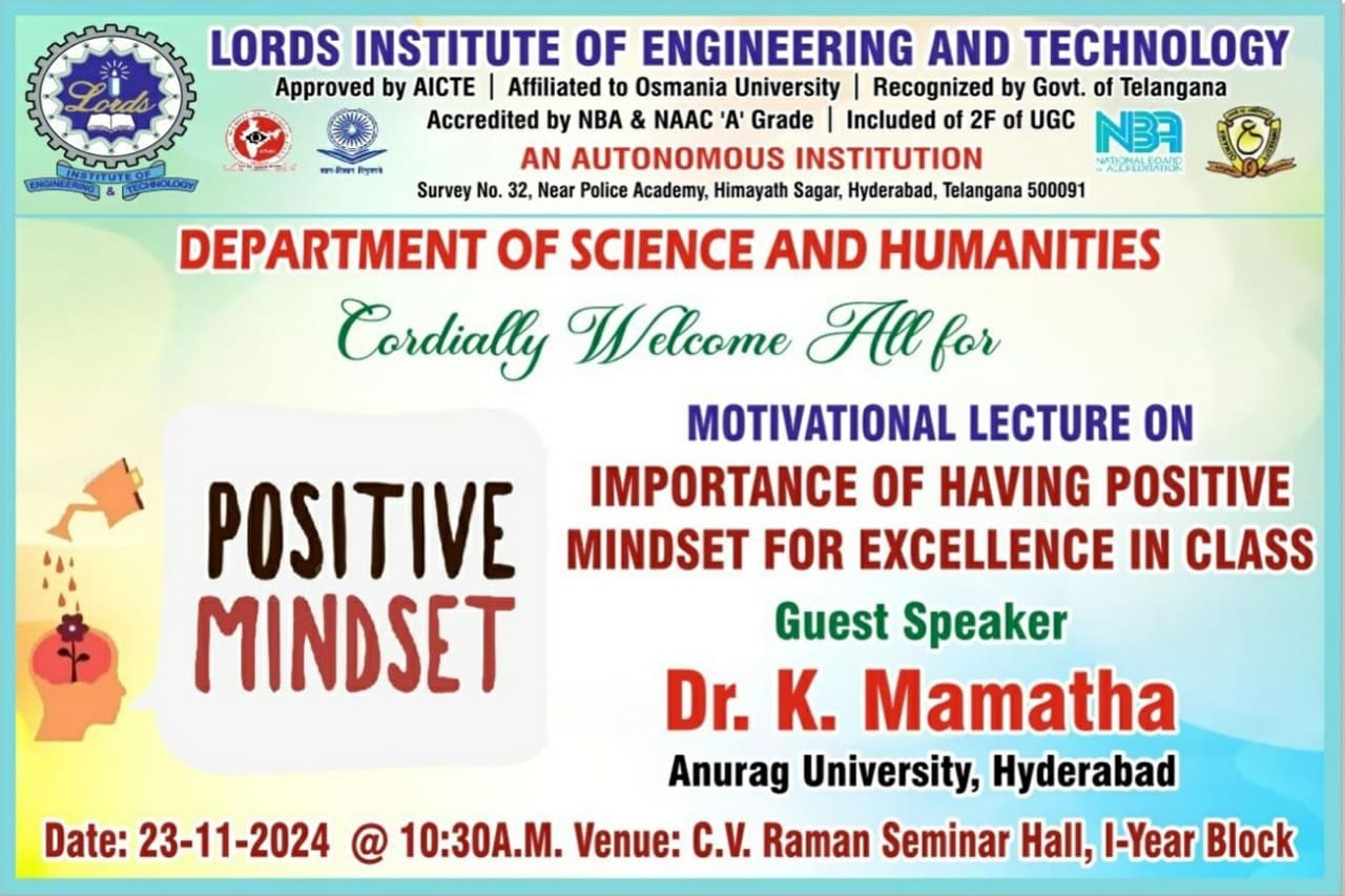 Motivational Lecture on Positive Mindset - Lords Institute of ...