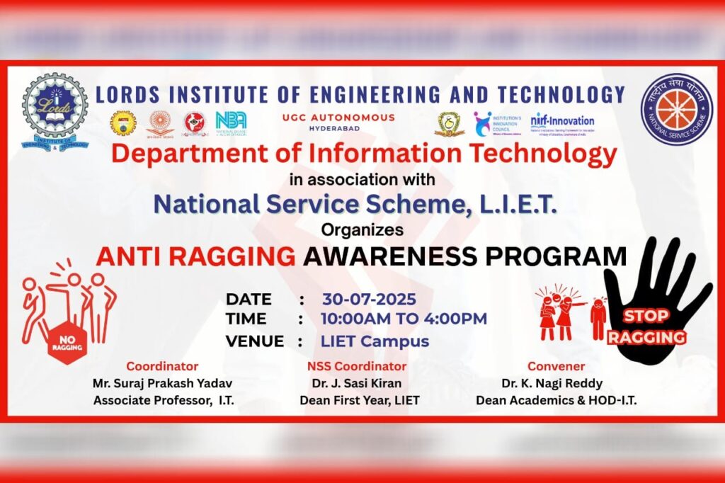 Anti-Ragging Awareness Program - Lords Institute of Engineering and ...