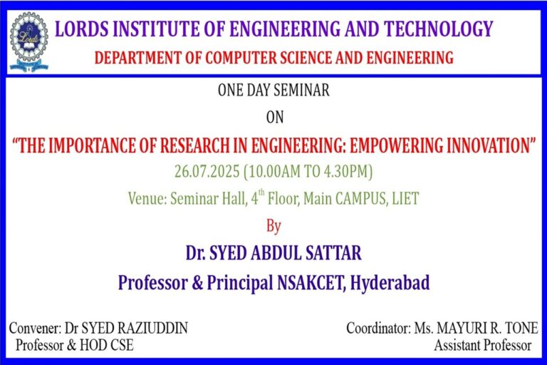 Seminar on Importance of Research in Engineering: Empowering Innovation ...