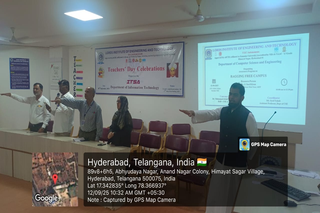Awareness Program on Ragging Free Campus - Lords Institute of ...