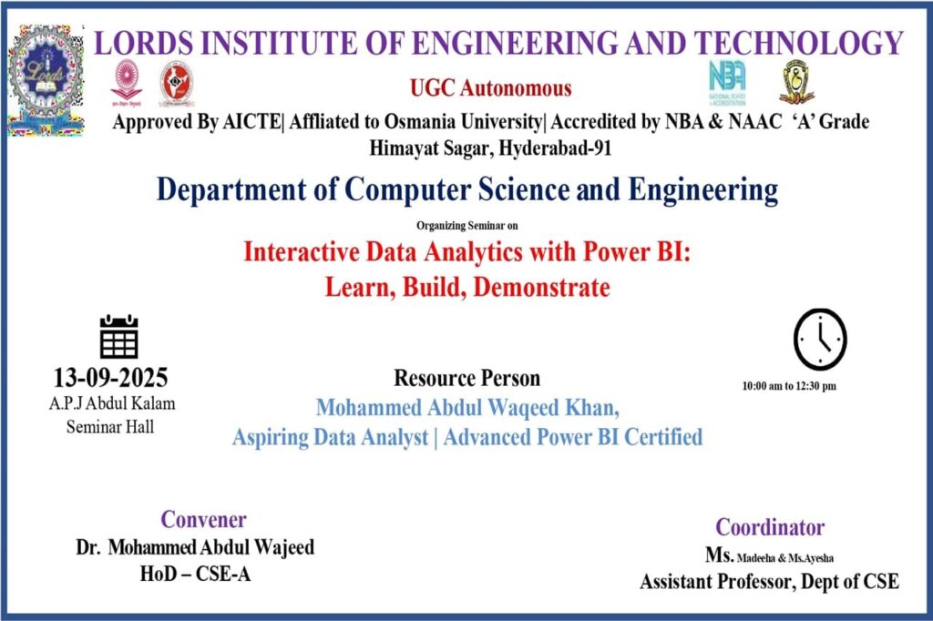 Seminar on Interactive Data Analytics - Lords Institute of Engineering ...